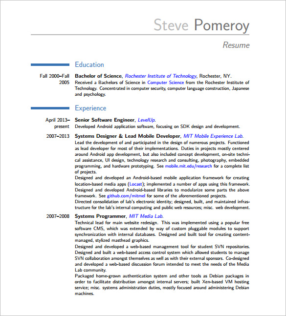 14+ Android Developer Resume Templates - Free Word, Excel, PDF Format ...