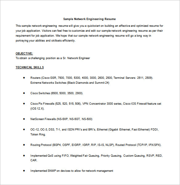 Network Engineer Resume Template - 8+ Free Word, Excel, PDF, PSD Format ...