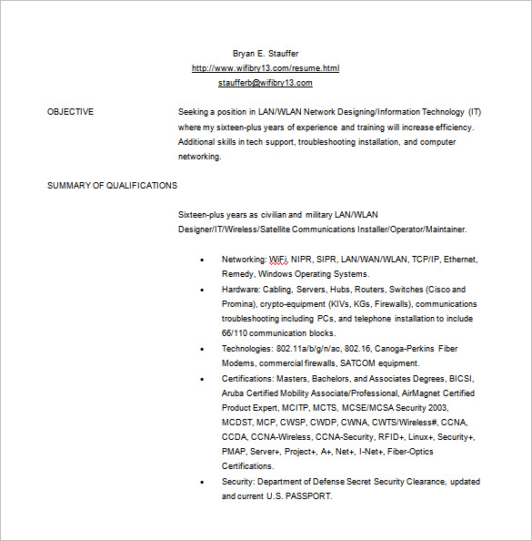 Network Engineer Resume Template - 8+ Free Word, Excel, PDF, PSD Format ...