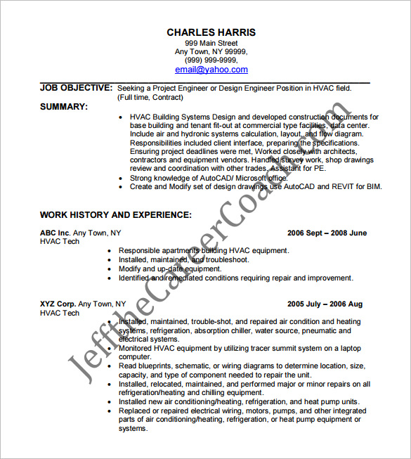 HVAC Resume Template - 13+ Word, Excel, PDF Format Download!