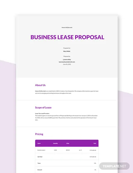 21+ Lease Proposal Templates - Sample, Example, Format