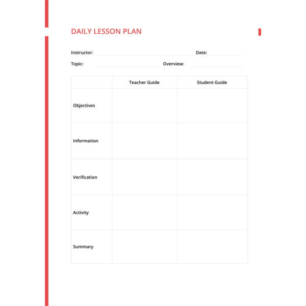 Daily Lesson Plan Template 13 Free Sample Example Format Download 