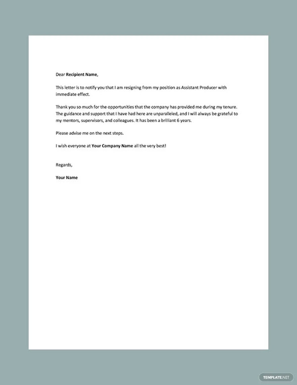 36+ Sample Resignation Letter Format Templates