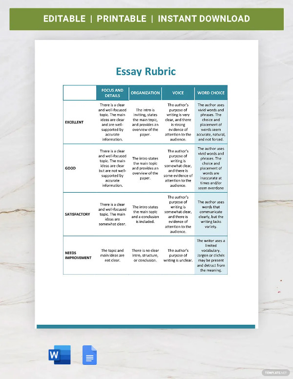 Rubric Template - 46+ Free Word, Excel, PDF Format