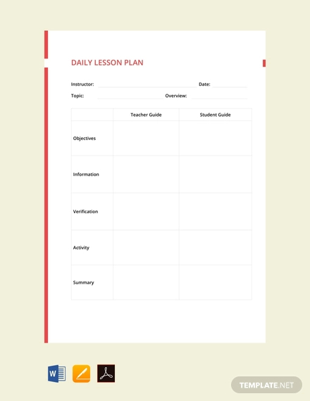 Daily Lesson Plan Template - 16+ PDF, Word, Format Download!