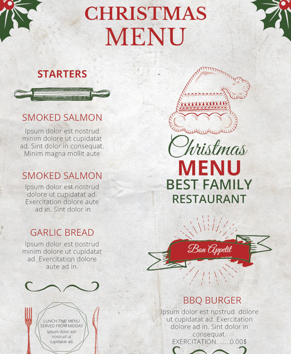 Christmas Menu Template 26 Free PSD EPS AI Illustrator Word 