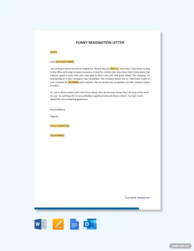 10+ Funny Resignation Letter Templates in Google Docs | Word | Outlook ...