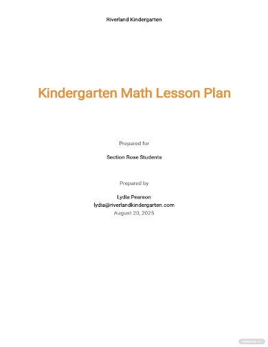 24+ Kindergarten Lesson Plan Template - PDF, DOC