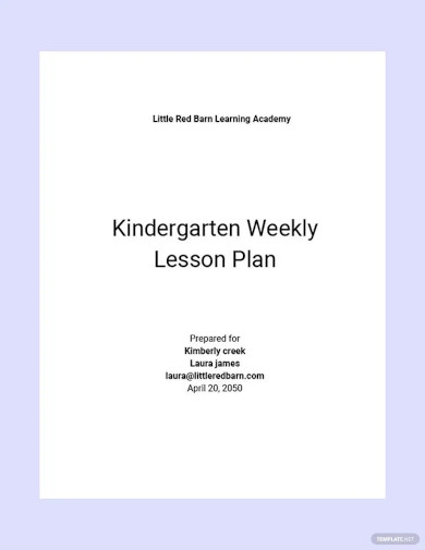 24+ Kindergarten Lesson Plan Template - PDF, DOC