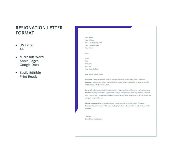 34+ Resignation Letter Word Templates