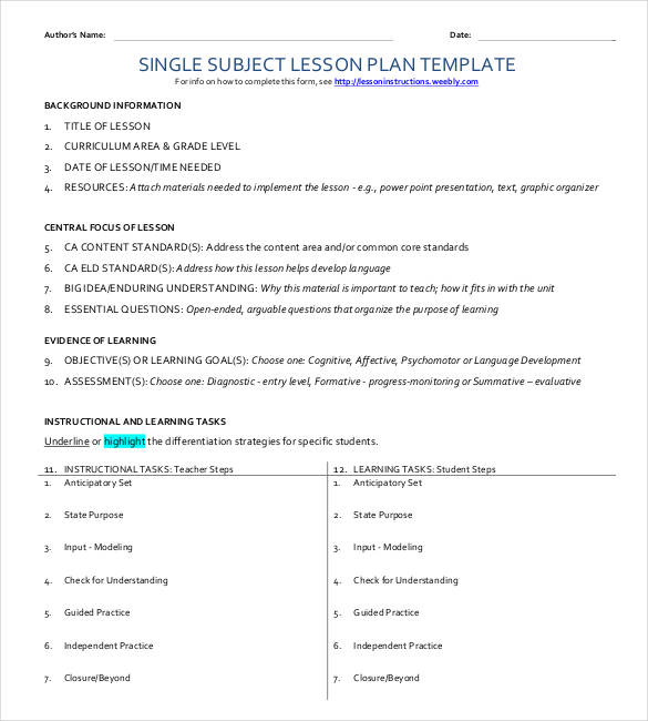 59+ Lesson Plan Templates - PDF, DOC, Excel | Free & Premium Templates