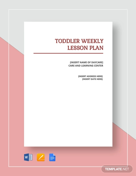 8+ Toddler Lesson Plan Templates - PDF, Word, Excel