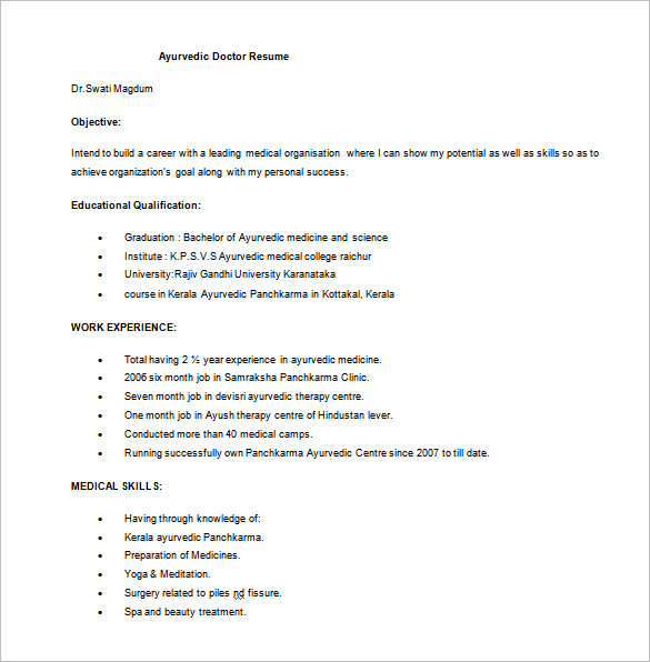 19+ Doctor Resume Templates - PDF, DOC