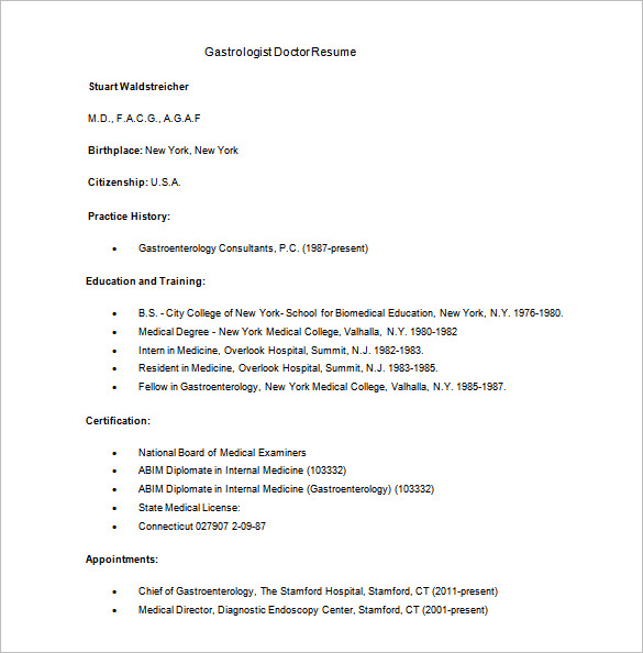 17+ Doctor Resume Templates - PDF, DOC | Free & Premium Templates