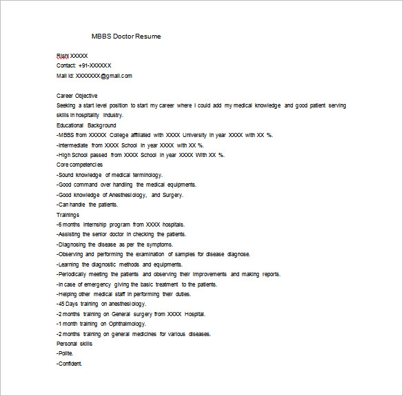 19+ Doctor Resume Templates - PDF, DOC