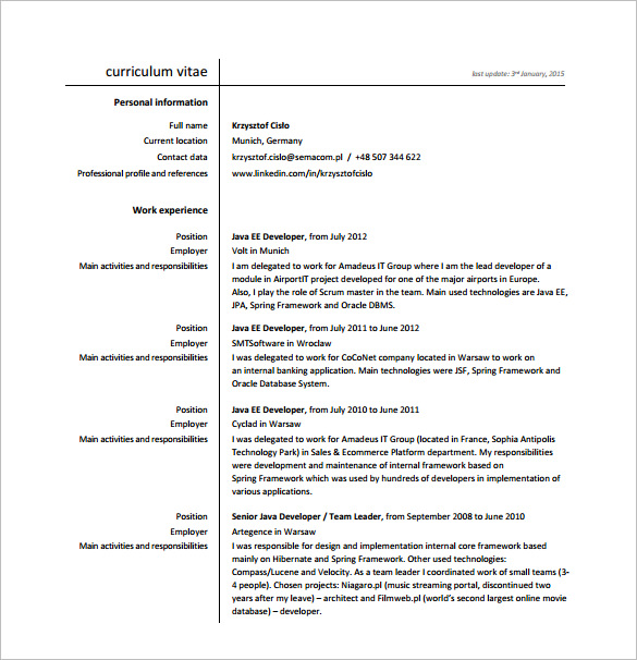 12+ Java Developer Resume Templates - DOC, PDF