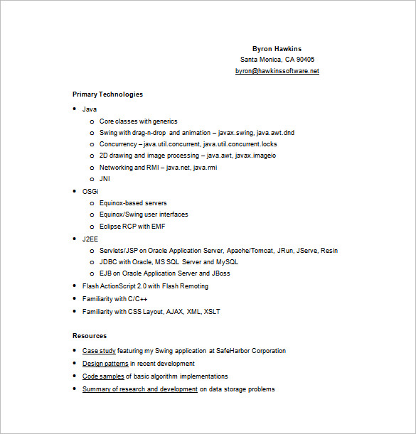 12+ Java Developer Resume Templates - DOC, PDF