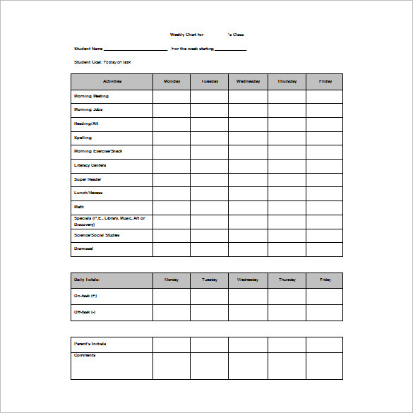 6 Behavior Chart Templates PDF DOC