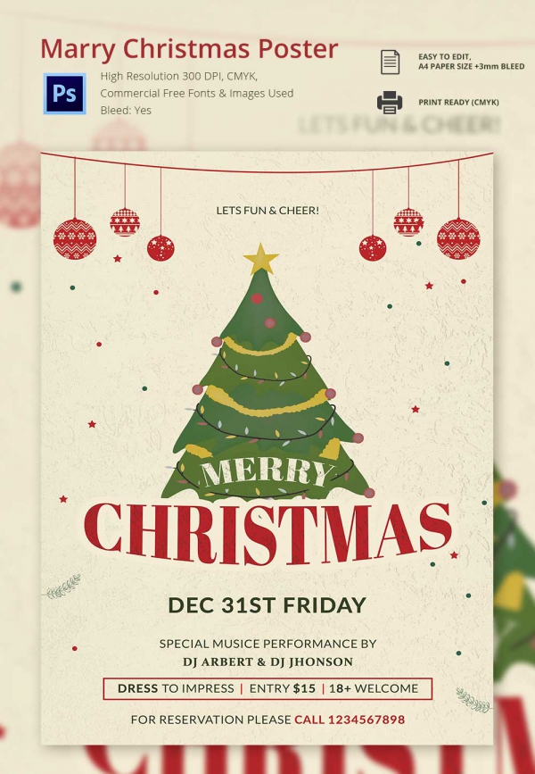 75 Christmas Poster Templates Free PSD EPS PNG AI Vector Format 