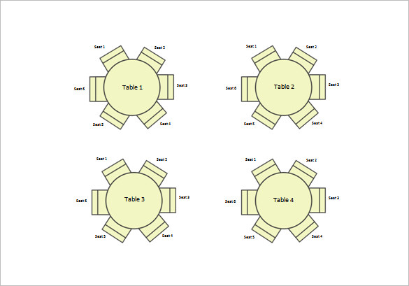 14 Kidney Table Seating Chart Template