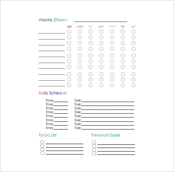 13+ Sample Weekly Chore Chart Templates - Free Sample, Example, Format ...