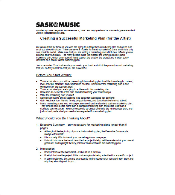 15+ Music Marketing Plan Templates - Word, PDF, Google Docs
