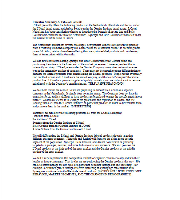 10 Marketing Plan Executive Summary Templates DOC PDF