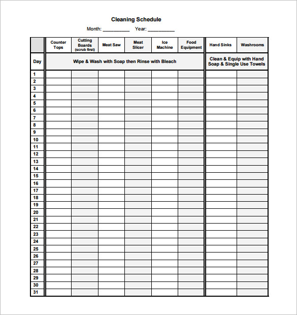 45 Cleaning Schedule Templates PDF DOC Xls Free Premium Templates