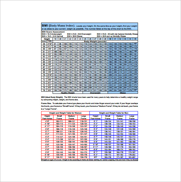11+ BMI Chart Templates -DOC, Excel, PDF