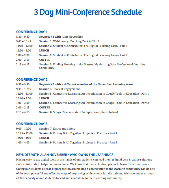 12+ Conference Schedule Templates - Word, PDF