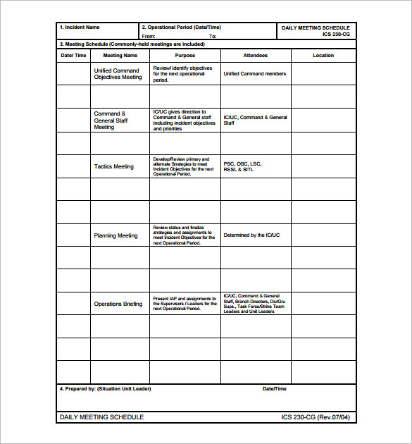 24 Meeting Schedule Templates Docs Excel PDF