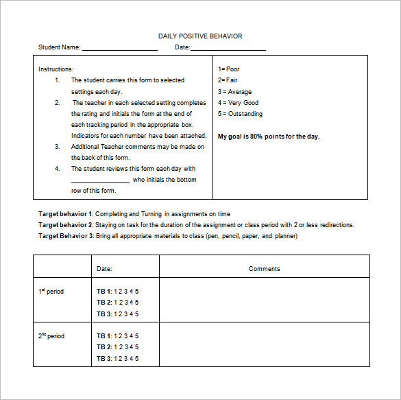 Behavior Chart Template – 12+ Free Sample, Example, Format Download!