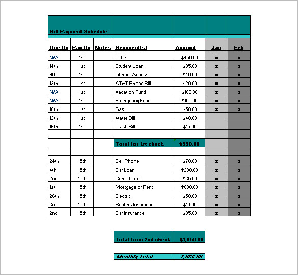 34 Payment Schedule Templates Word Excel PDF