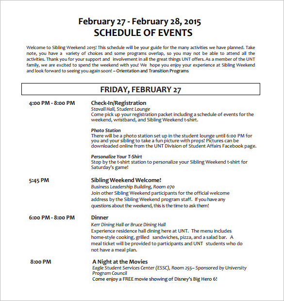 6+ Weekend Schedule Templates - Free Word, Excel, PDF, Format Download!