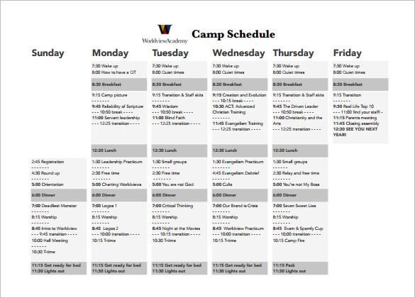 15+ Camp Schedule Templates - PDF, DOC