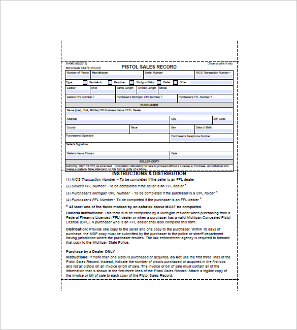 Gun Bill of Sale Template – 10+ Free Word, Excel, PDF Format Download