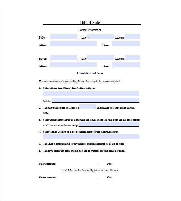 Gun Bill Of Sale Template 10 Free Word Excel PDF Format Download