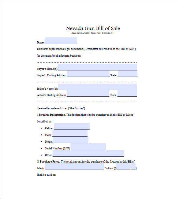 Gun Bill of Sale -10+ Free Sample, Example, Format Download!