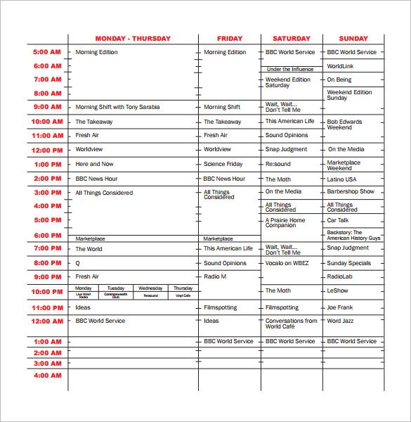 14 Program Schedule Templates Docs PDF
