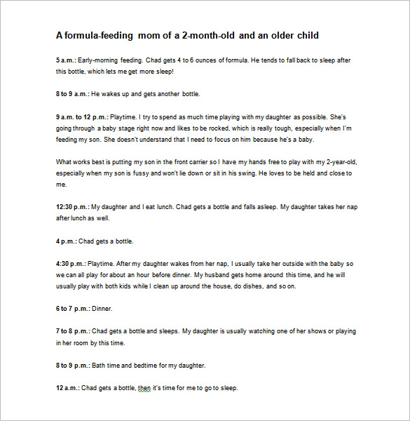 Baby Schedule Templates – 8+ Free Word, Excel, PDF Format Download!