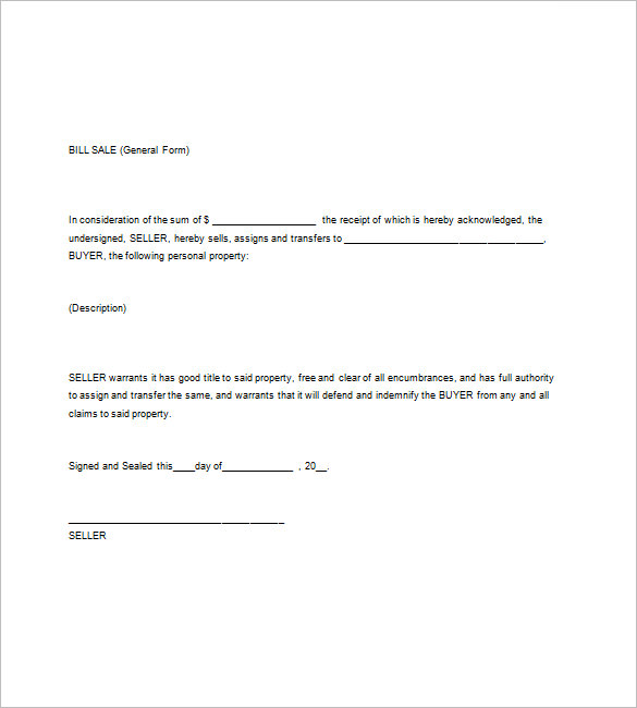 General Bill Of Sale 10 Free Sample Example Format Download 