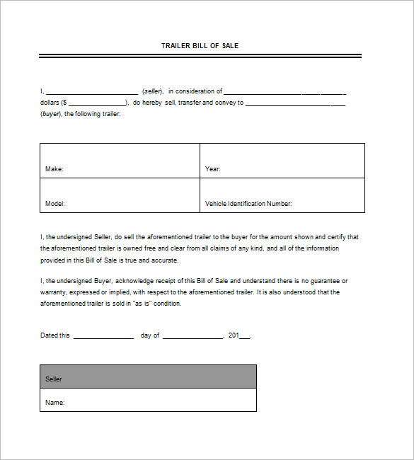 Trailer Bill Of Sale 8 Free Word Excel PDF Format Download Free 