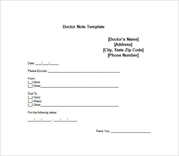 Medical Doctor Note Template - 11+ Word, Excel, PDF Format Download!