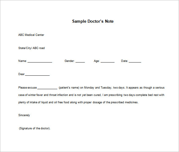 Medical Doctor Note Template - 11+ Word, Excel, PDF Format Download!