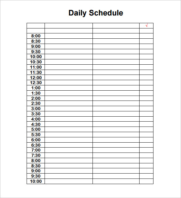 Daily Schedule Template Free Printable