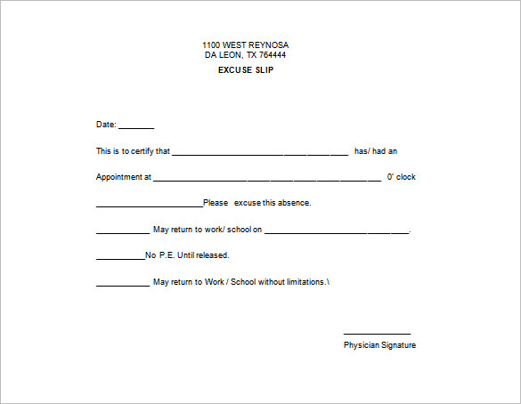 Doctor Excuse Template 10 Sample Example Format Download 