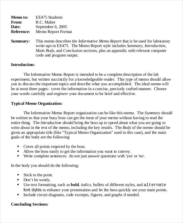 Memo Format 15 Free Word PDF Documents Download