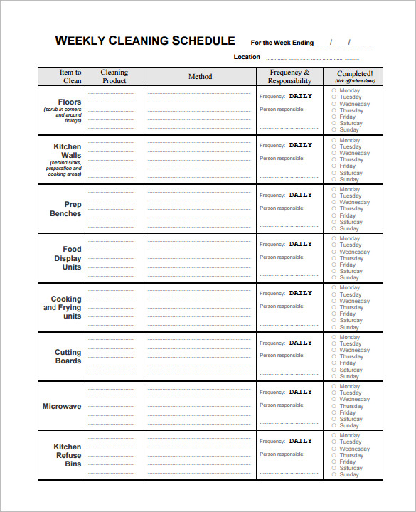  Cleaning Schedule Template 25 Free Sample Example Format Download 