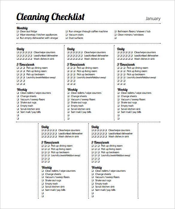Cleaning Schedule Template 25 Free Sample Example Format Download 