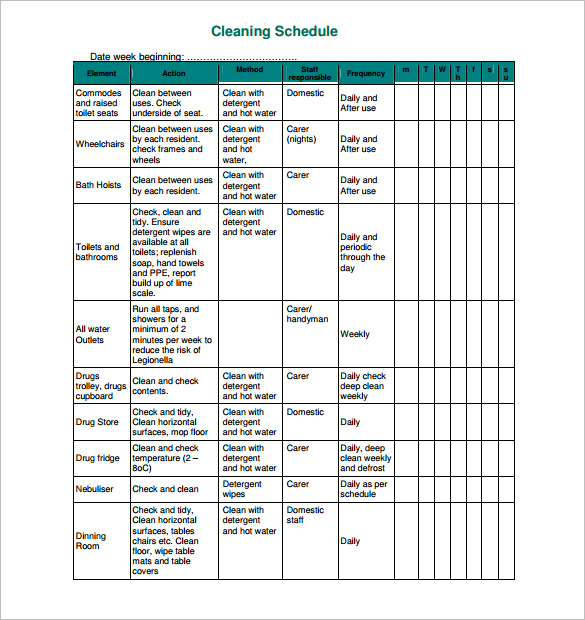 Cleaning Schedule Template - 25+ Free Sample, Example Format Download!